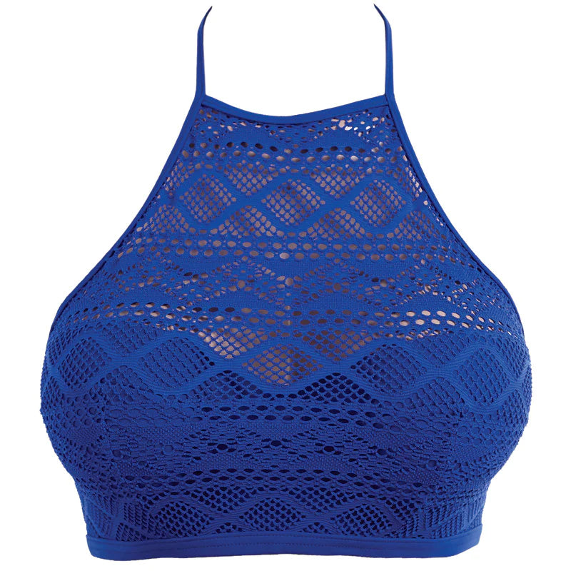 Sundance High Neck Crop Bikini Top - Cobalt – Leia Lingerie